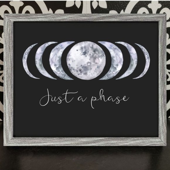 Wall Decor | 8x1 Framed Just A Phase Moon Picture Art Decor | Poshmark